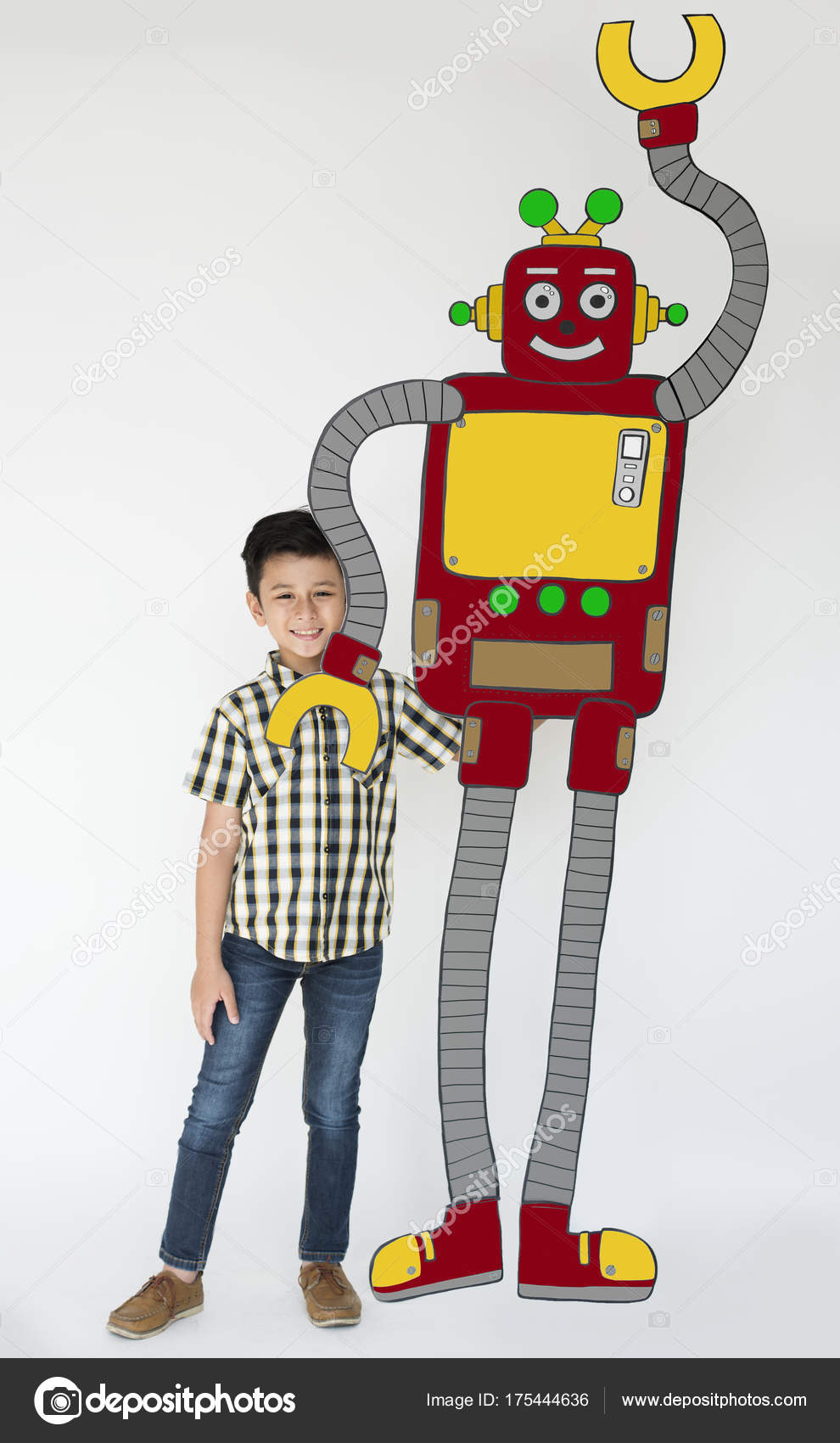 Boy Full Body Shoot Robot Intelligence Original Photoset Stock ...