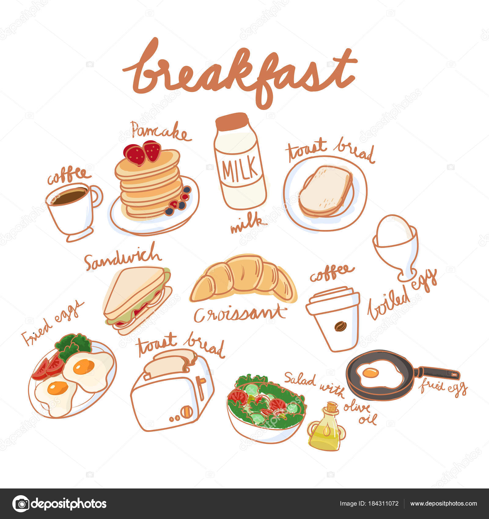 Illustration Drawing Style Food Collection Stock Illustration by ...
