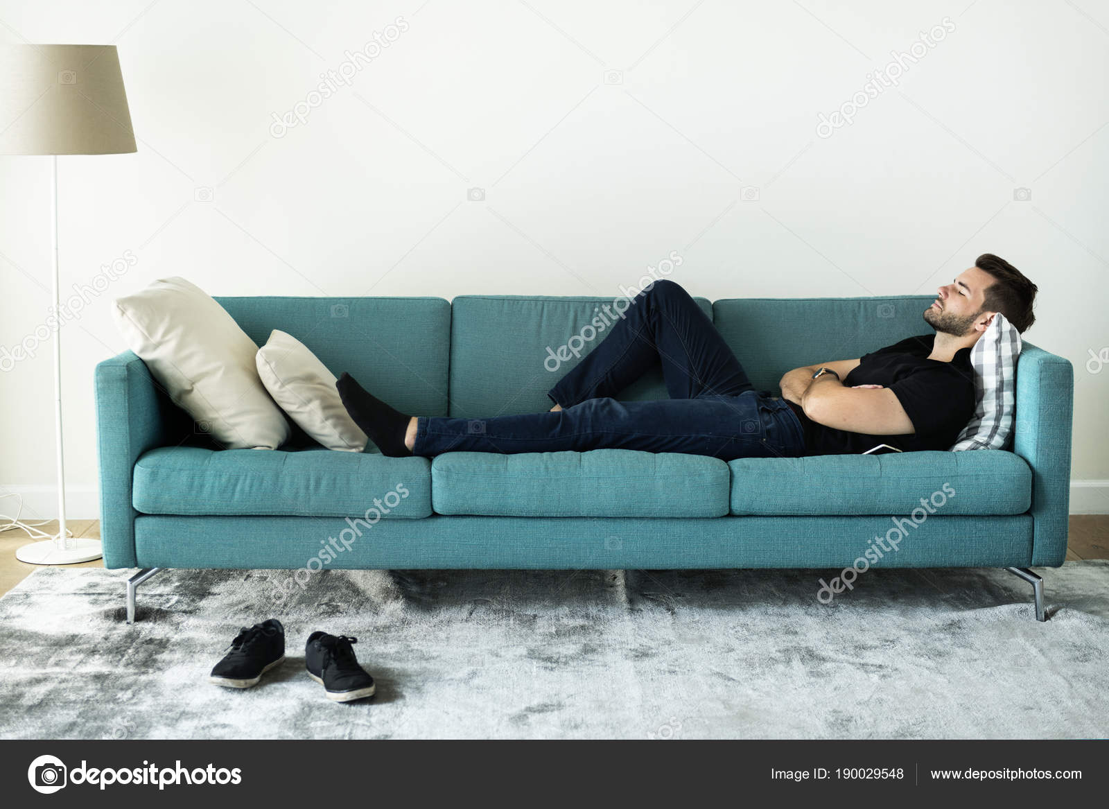 Man Sleeping Sofa — Stock Photo © Rawpixel #190029548