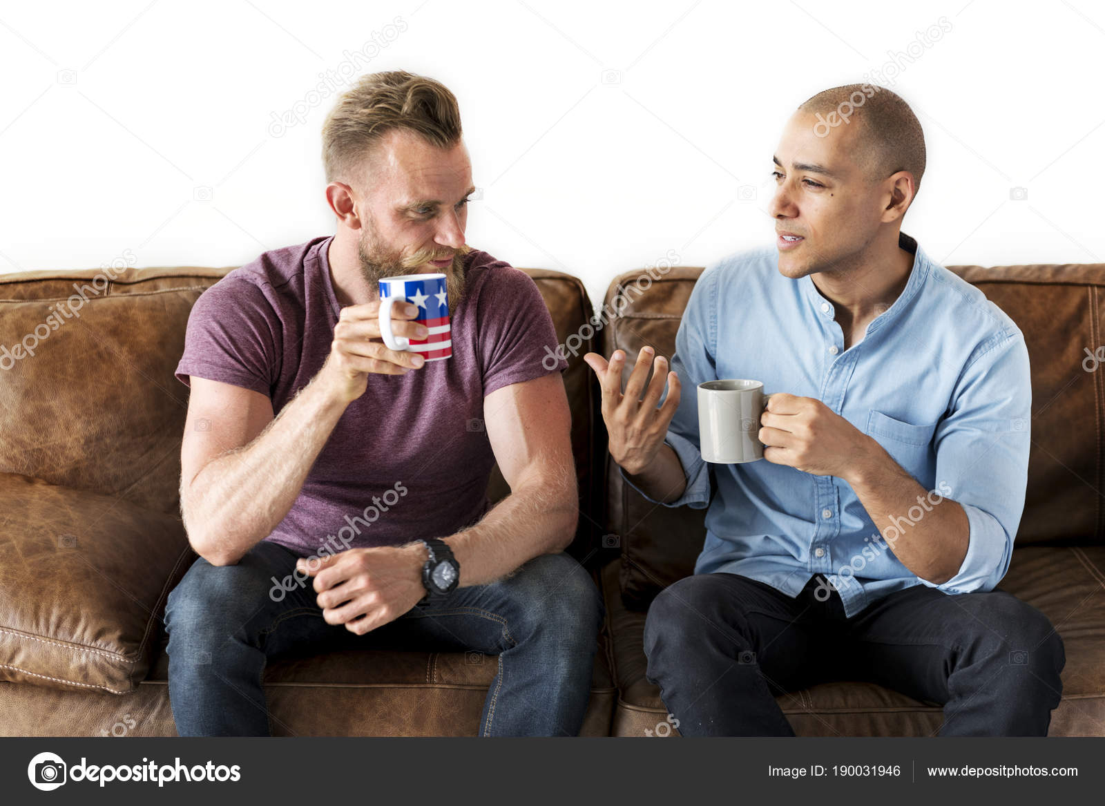Two Men Talking Together Drinking Tea Stock Photo by ©Rawpixel 190031946