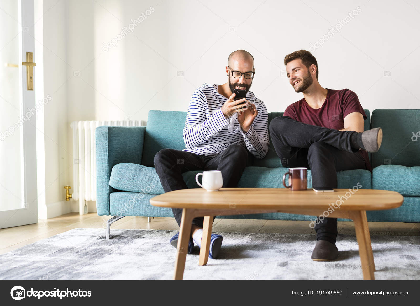 Two Men Chilling Couch Stock Photo by ©Rawpixel 191749660