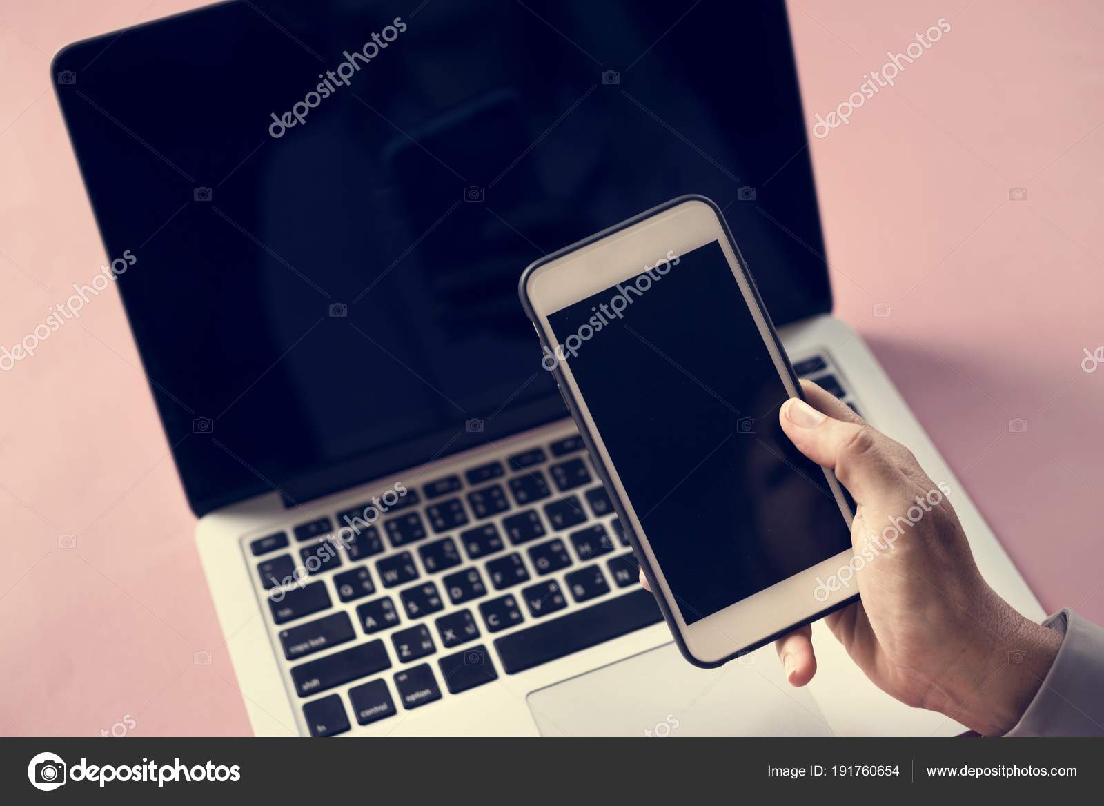 Hand Holding Smartphone Laptop Background Stock Photo by ©Rawpixel ...