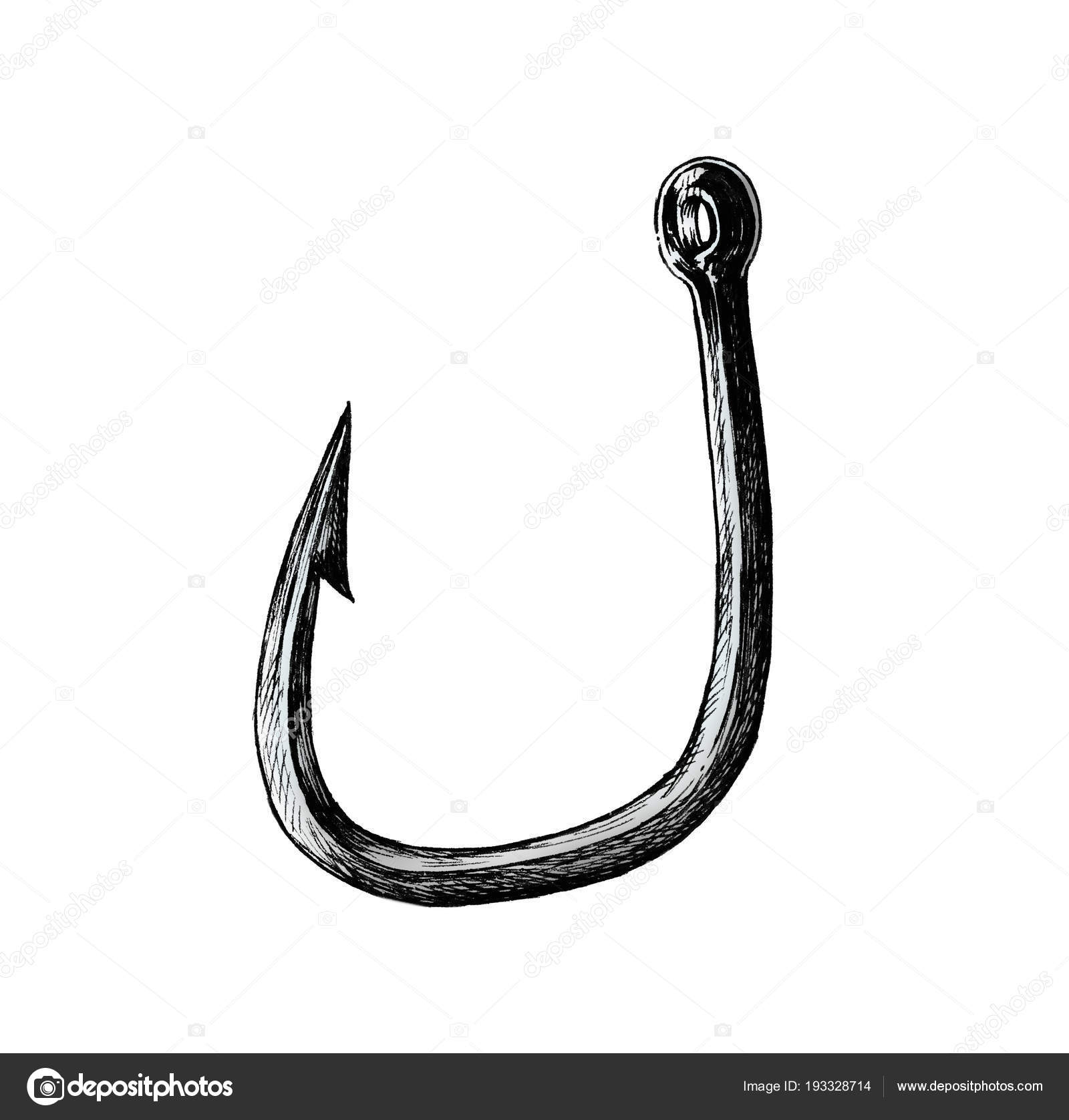 Hand Drawn Fish Hook Isolated — Stock Photo © Rawpixel #193328714