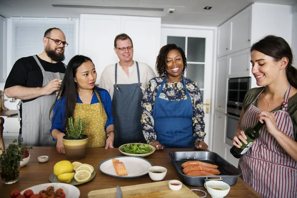 Diverse people joining cooking class - Stock Image - Everypixel