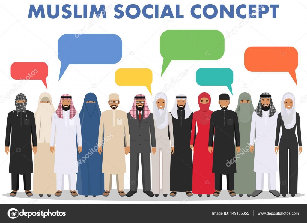 Family and social concept. Group young muslim people standing together ...