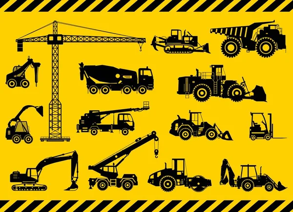 Conjunto de máquinas detalladas de construcción pesada y minería en ...
