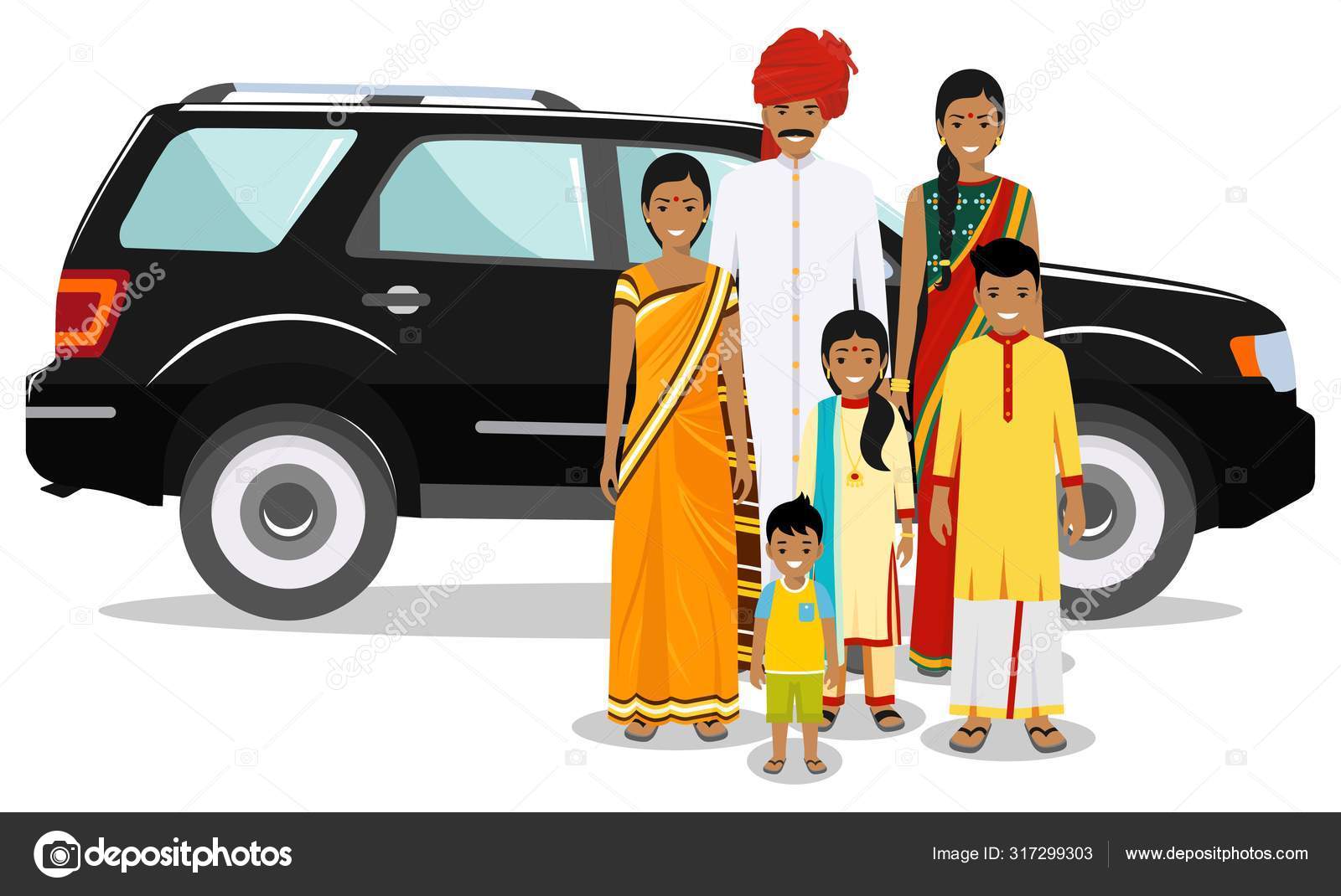 Traditional Indian Family Clipart