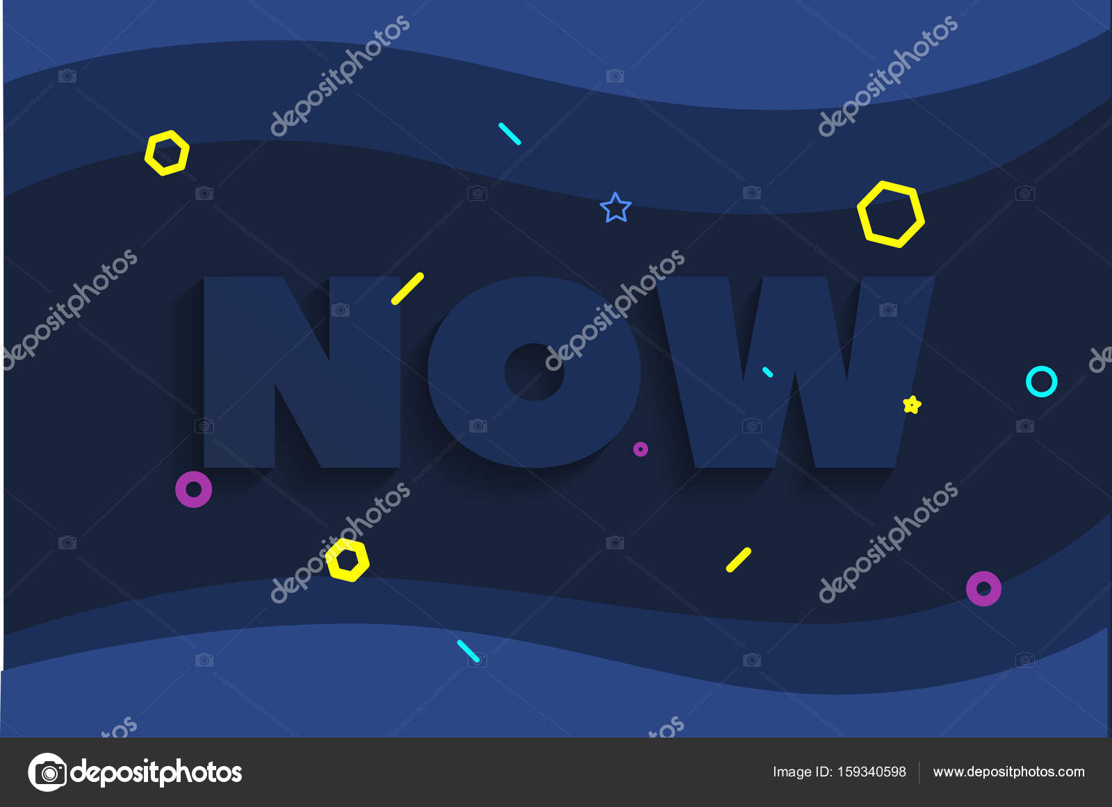 Motivational wallpaper abstract background, word now on dark back with ...