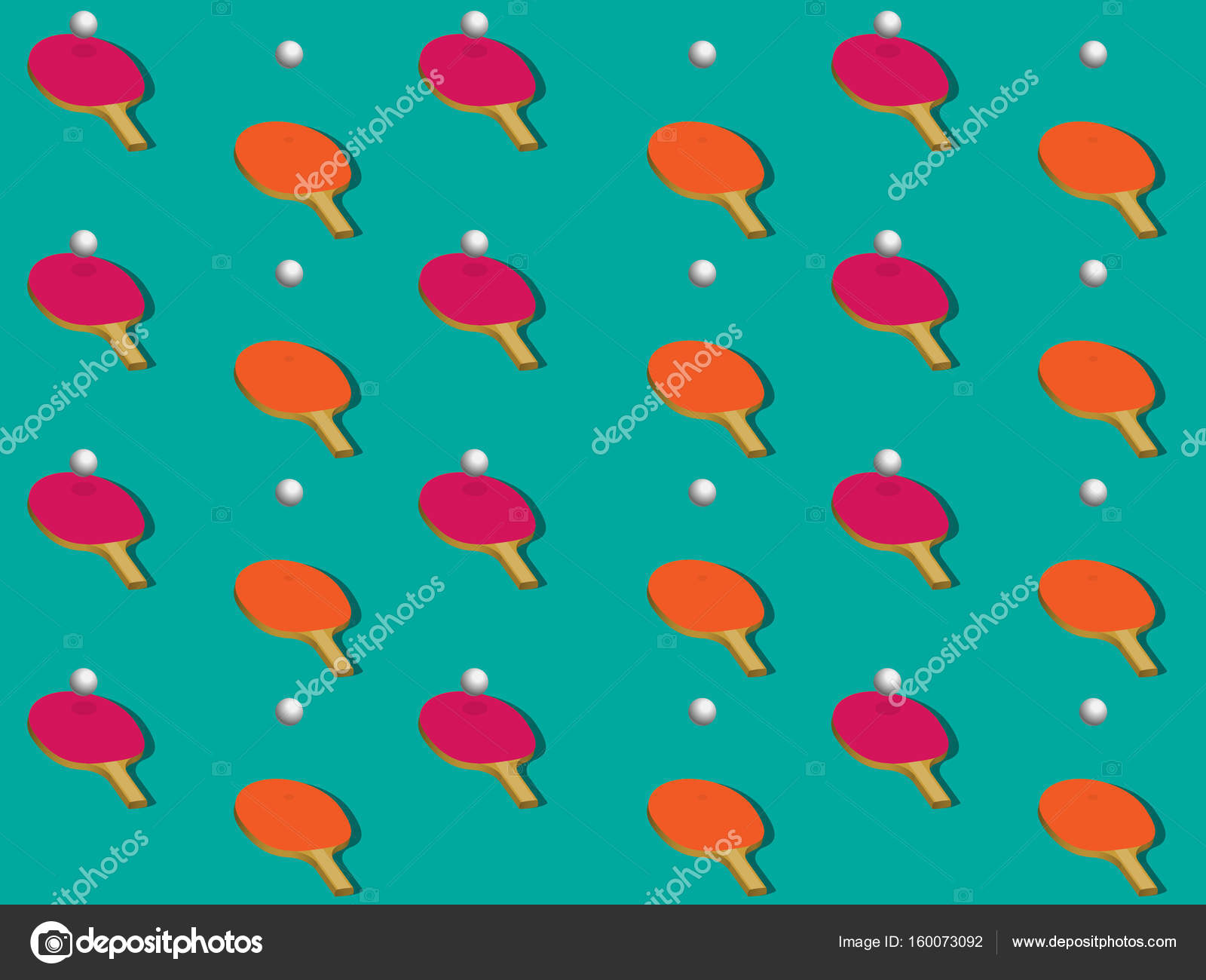 Ping pong seamless 3d pattern, modern background of rockets and balls ...