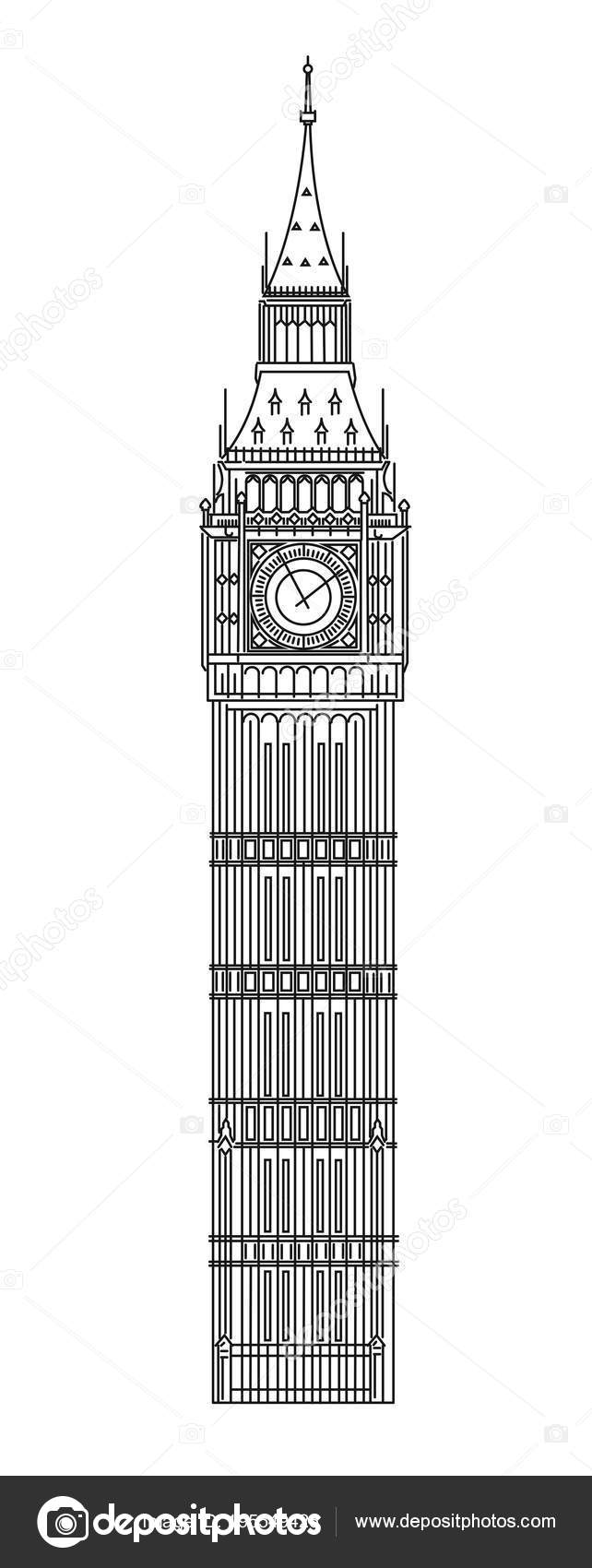 Big Ben linear illustration Stock Vector Image by ©marinaionova #195549426