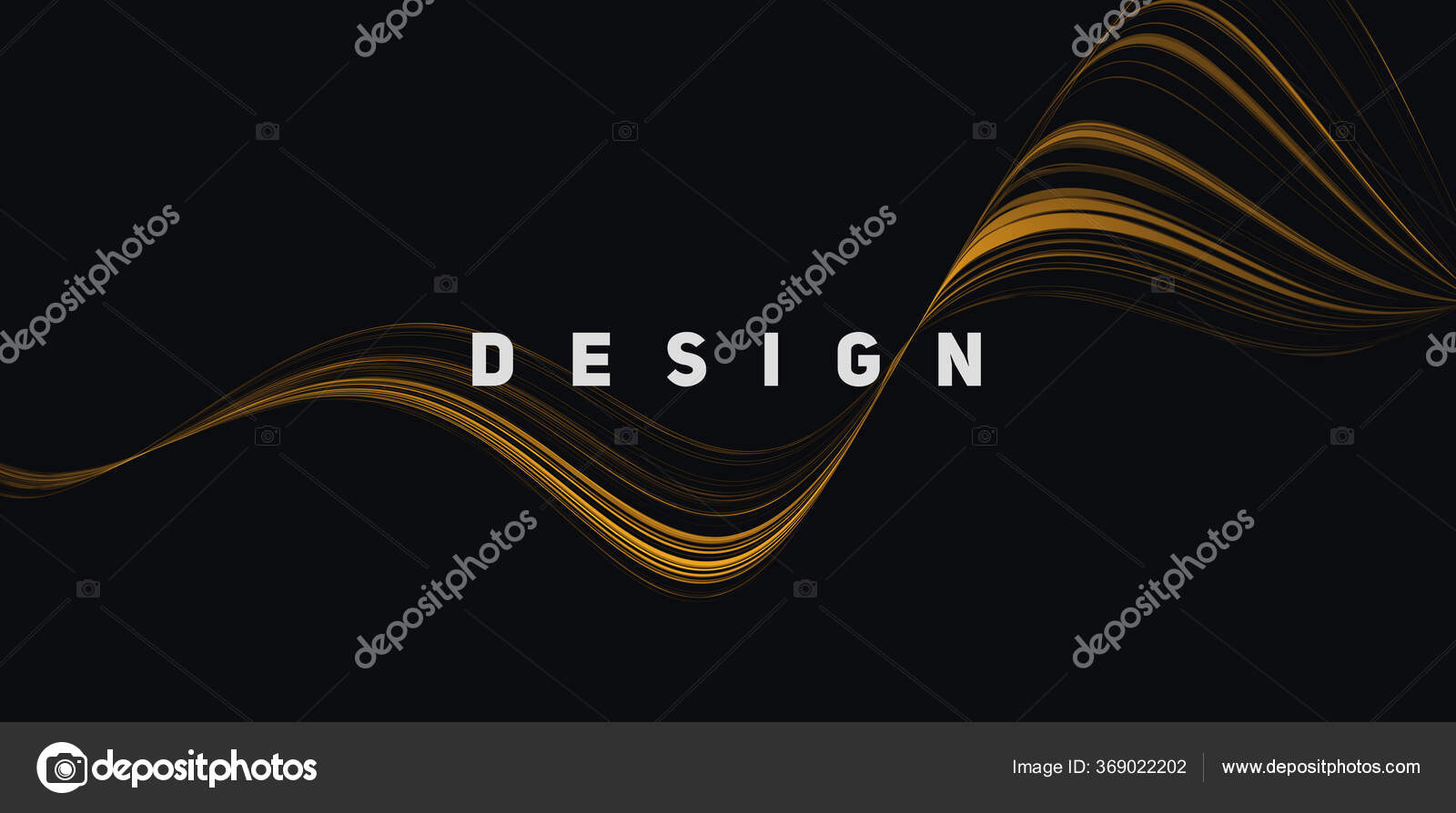 Golden lines forming fluid line in 3d space, abstract energy didgital ...