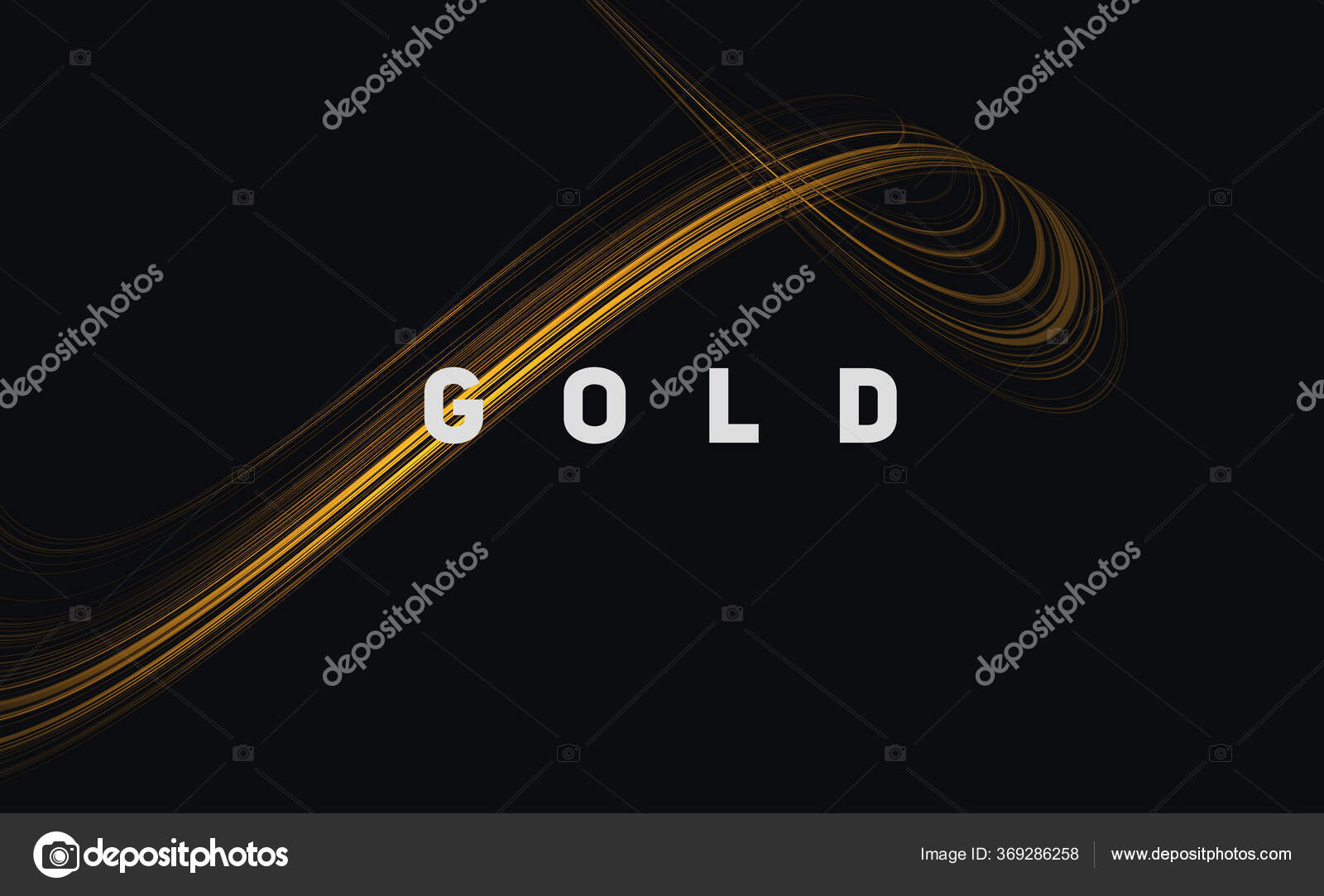 Golden lines forming fluid loop curve in 3d space, abstract energy ...