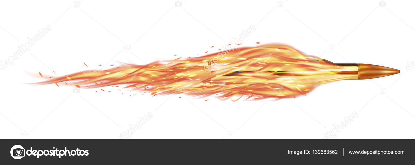 Real rifle bullet with burning fire vector — Stock Vector © siiixth ...