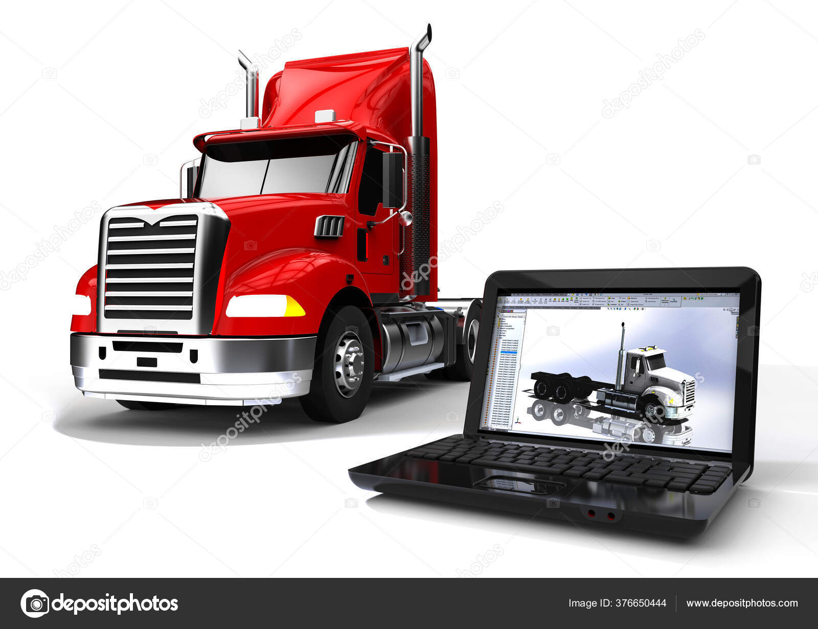 Render Image Representing Truck Laptop Truck Development — Stock Photo ...