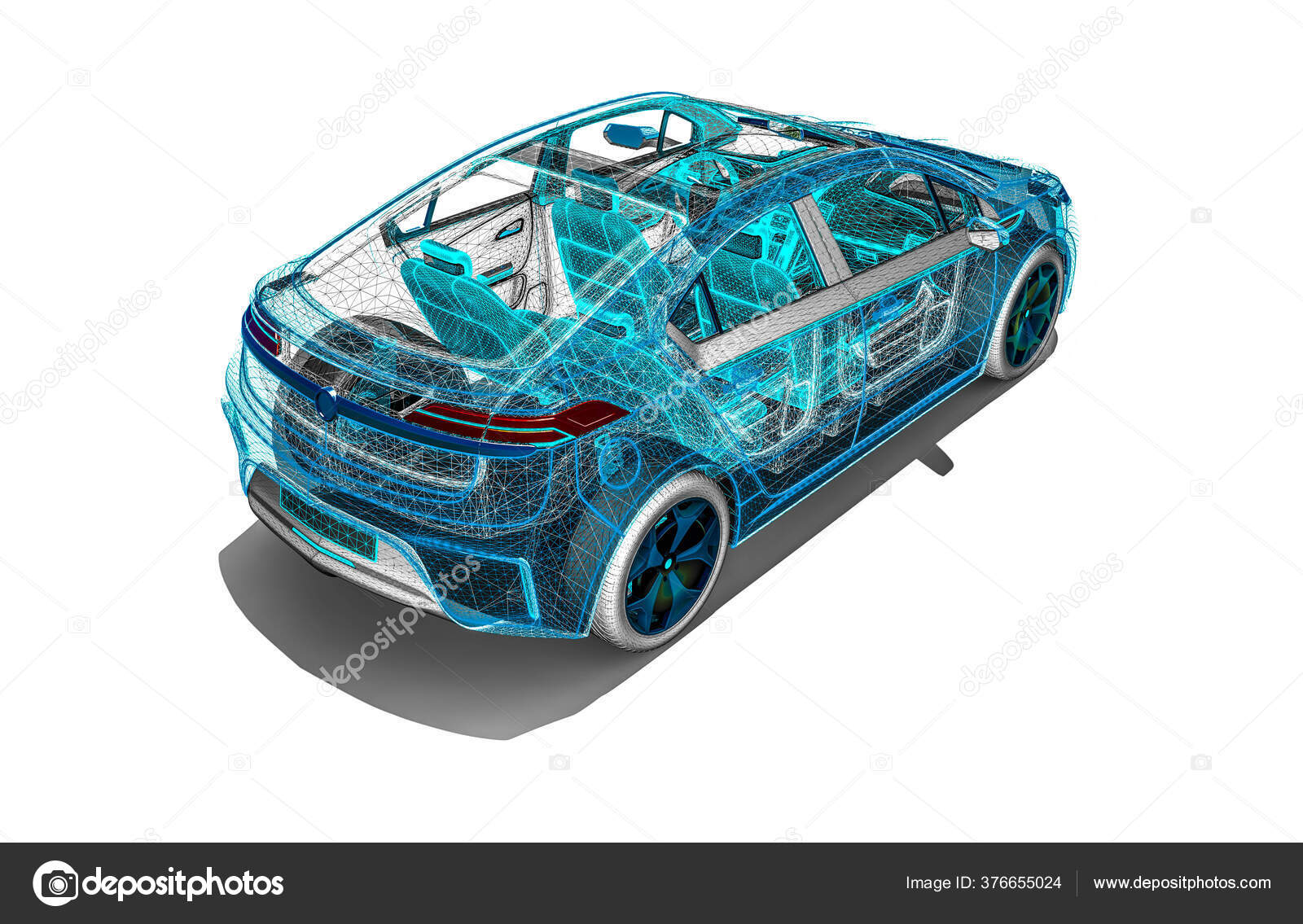 Render Image Representing Wire Frame Car Wire Frame Technology Stock ...