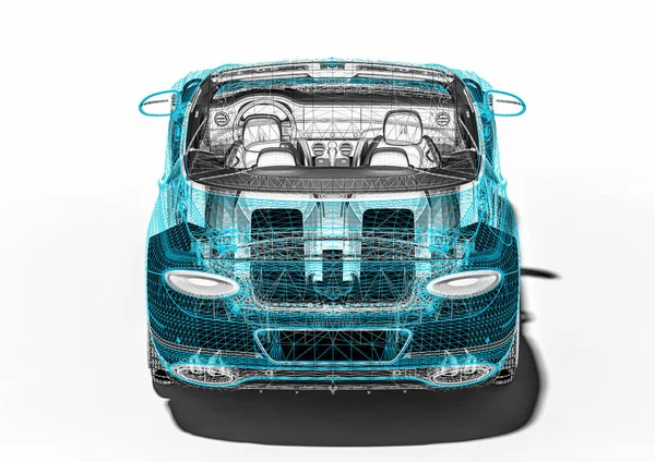 Render Image Representing Wire Frame Car Wire Frame Technology Stock ...