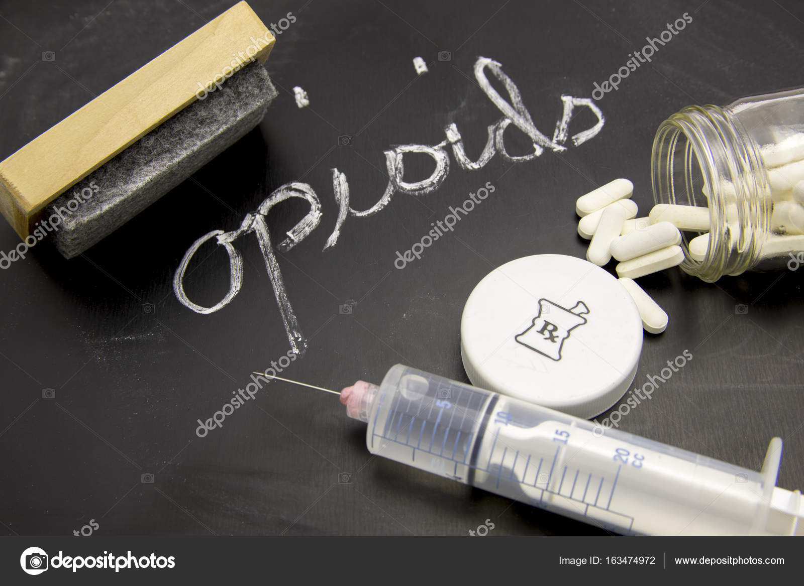 Erasing opioids from chalkboard — Stock Photo © karenfoleyphotography ...