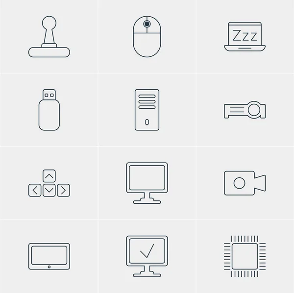 Illustration of 9 memory icons colored line. Editable set of flash ...