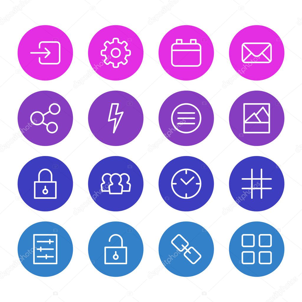 Ilustración vectorial de 16 iconos del anexo. Paquete editable de Flash ...