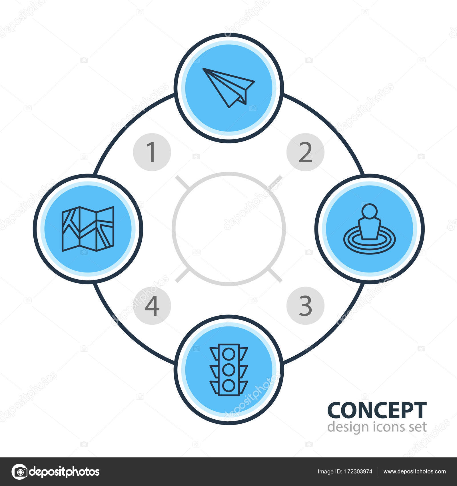 Vector Illustration Of 4 Direction Icons. Editable Pack Of Origami ...