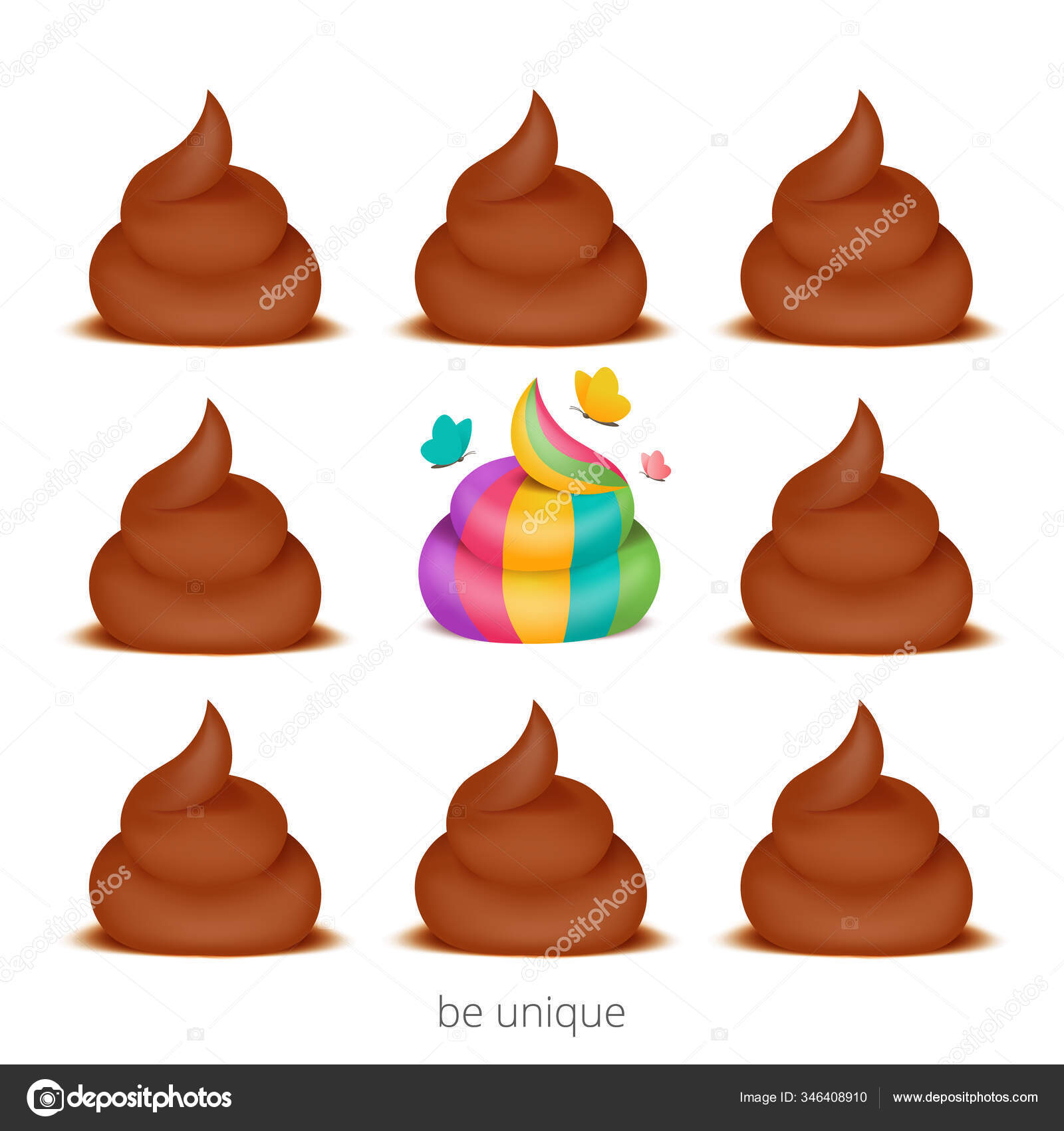 Unique Concept Card Rainbow Unicorn Poo Cartoon Style Vector ...