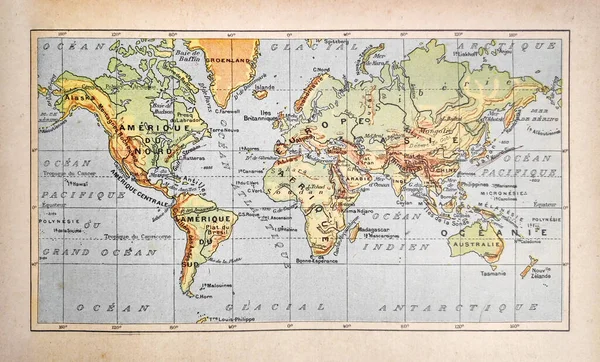 Old world map printed in the french dictionary "Dictionnaire complet ...