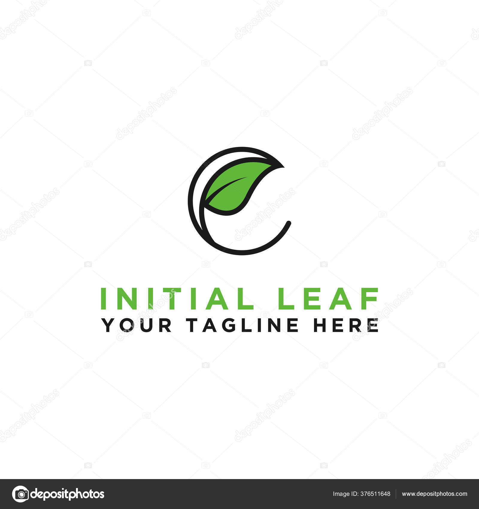 Simple Leaf Logo Initial Vector Design Initial Style Vector — Stock ...