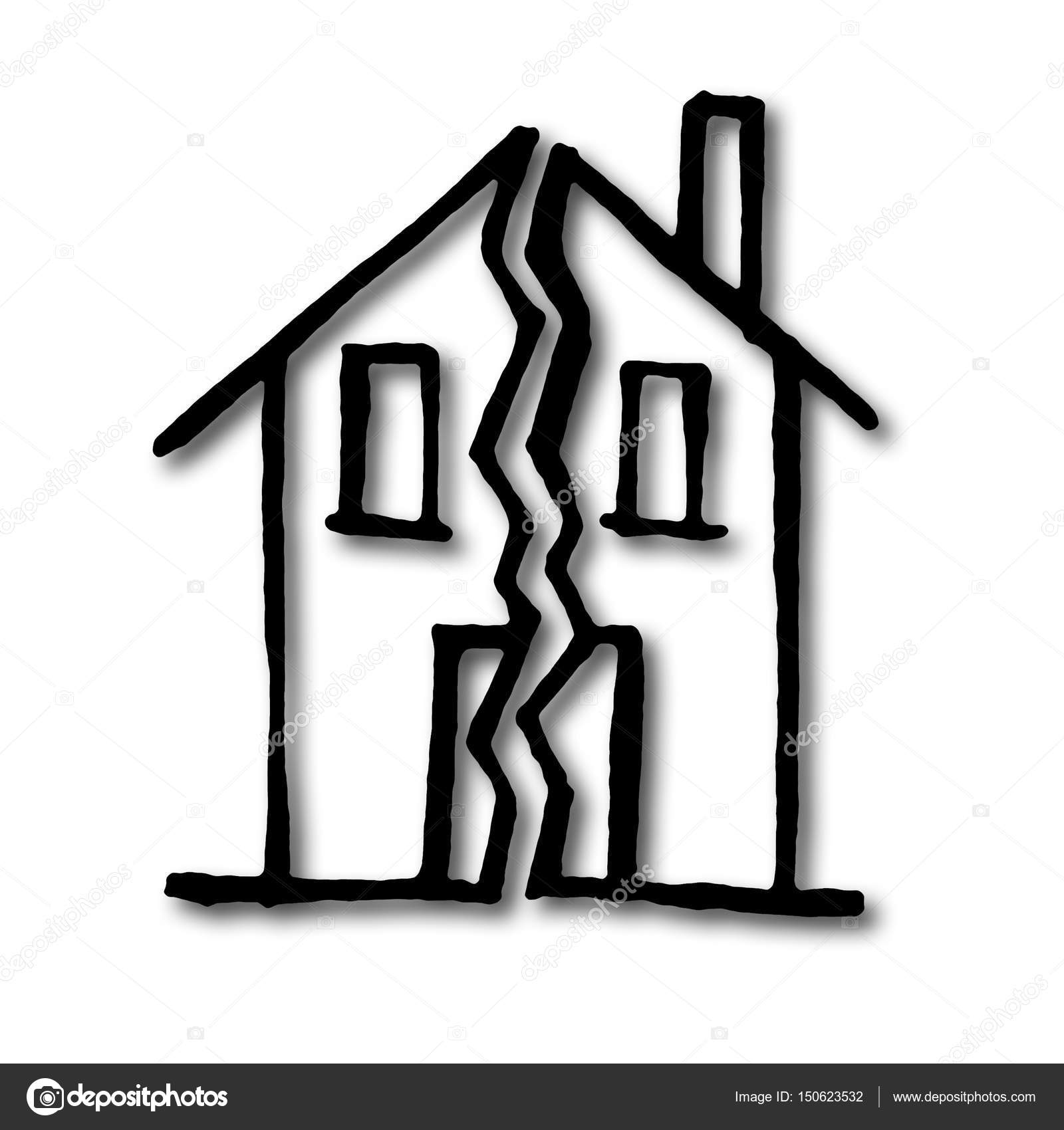 Small house with a deep crack in the wall - concept image Stock Photo ...