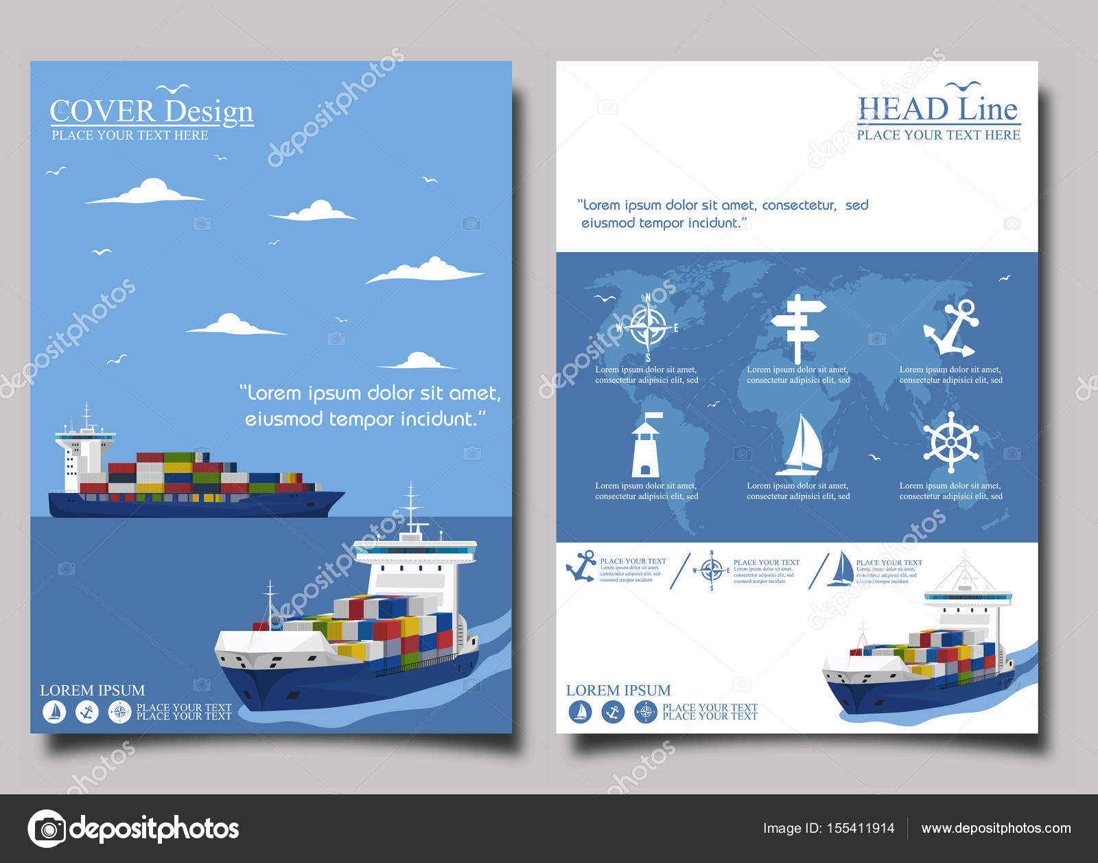 Sea shipping poster template set Stock Vector Image by ©DimaOris #155411914