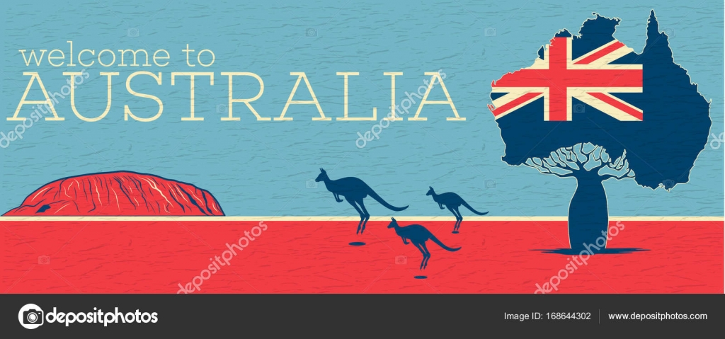 Welcome to Australia vintage poster Stock Vector by ©DimaOris 168644302