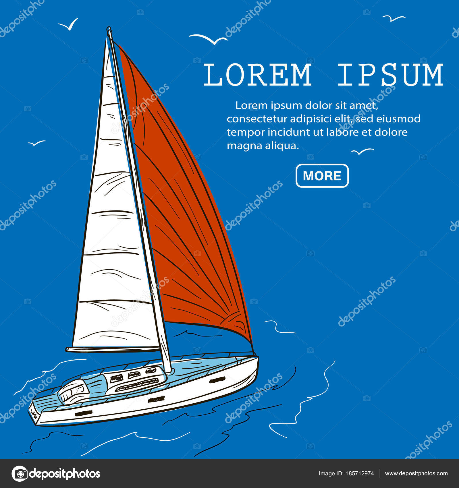 Yacht race poster design with sail boat sketch Stock Vector Image by ...