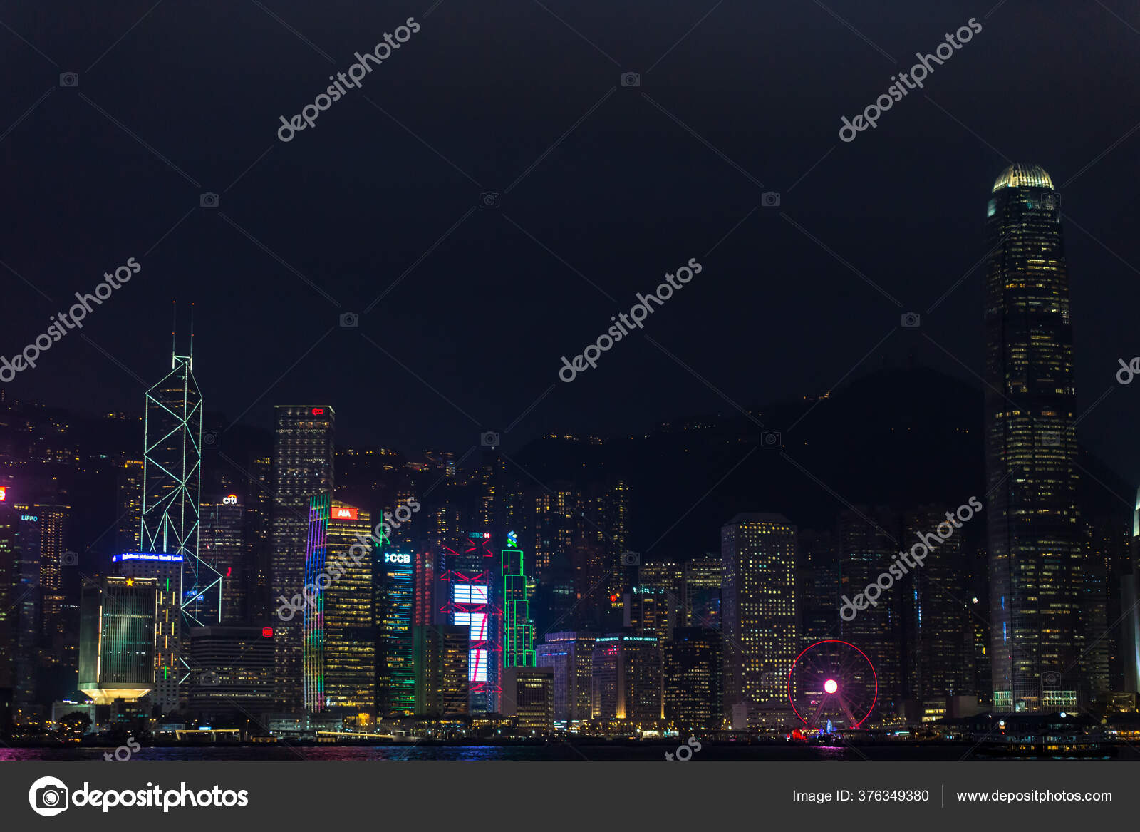Hong Kong Island City Nightscape Seen Kowloon Side Hong Kong — Stock Editorial Photo ...