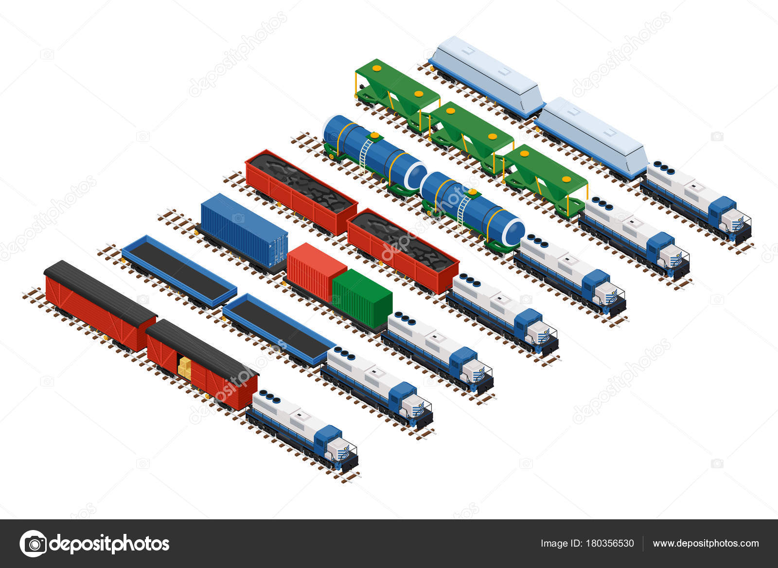 Isometric set of railway trains Stock Vector by ©ikuvshinov 180356530