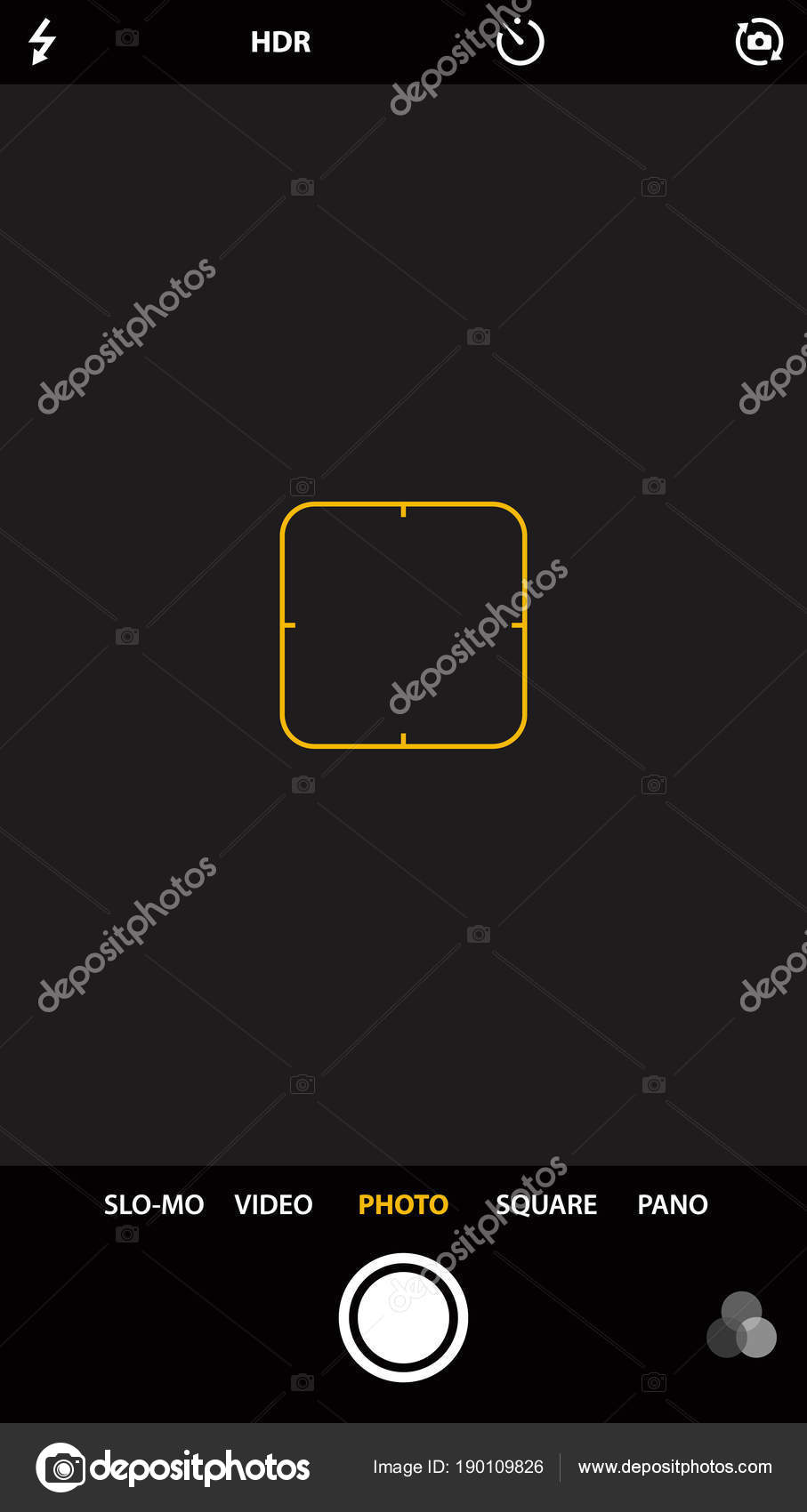 Smartphone camera viewfinder. Template focusing screen of the camera ...