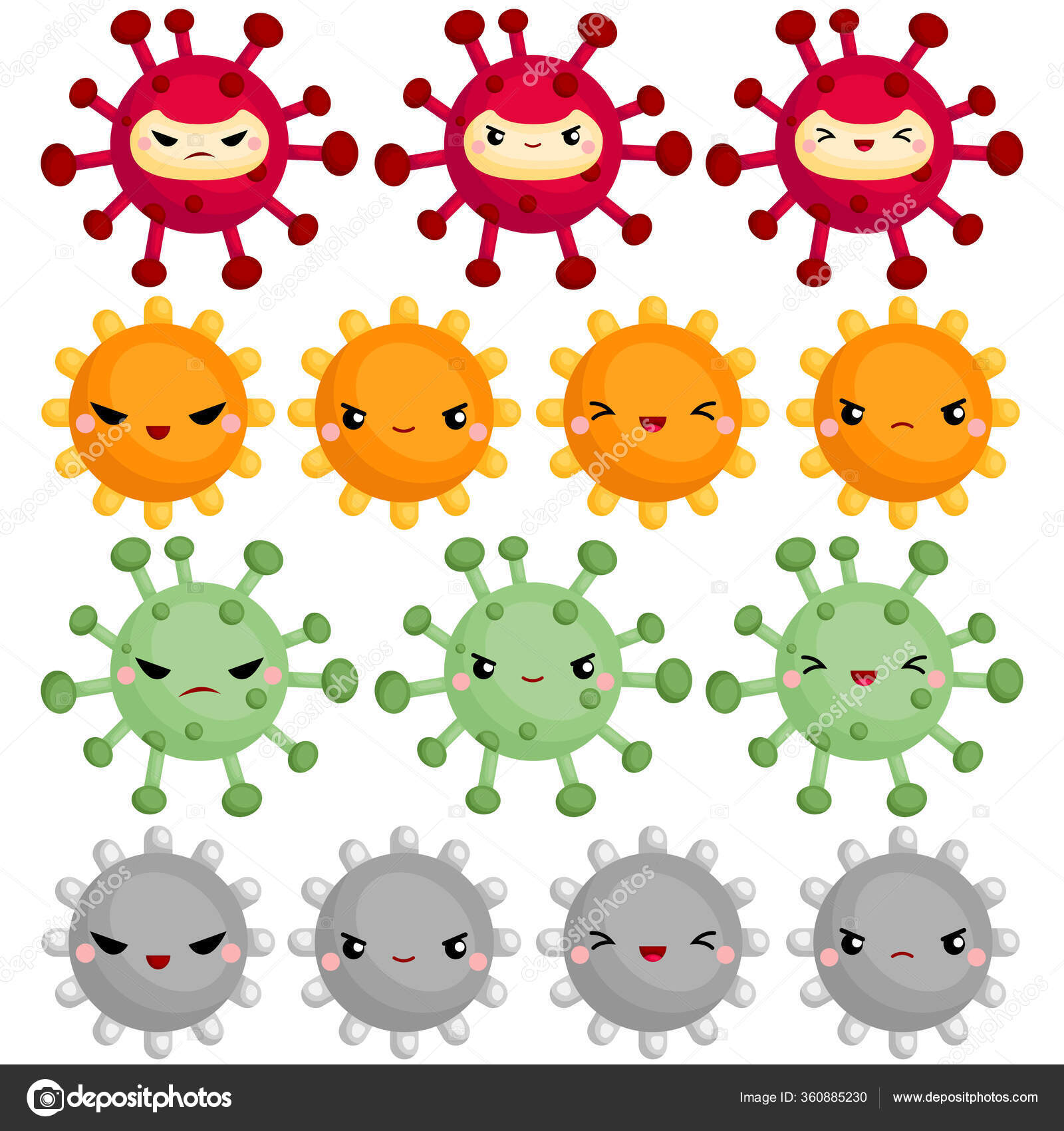 Vector Set Various Viruses Many Faces Emotions Stock Vector by ...