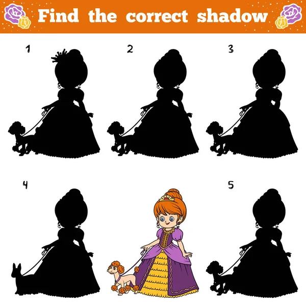 Find the correct shadow, little princess with a flower Stock Vector ...