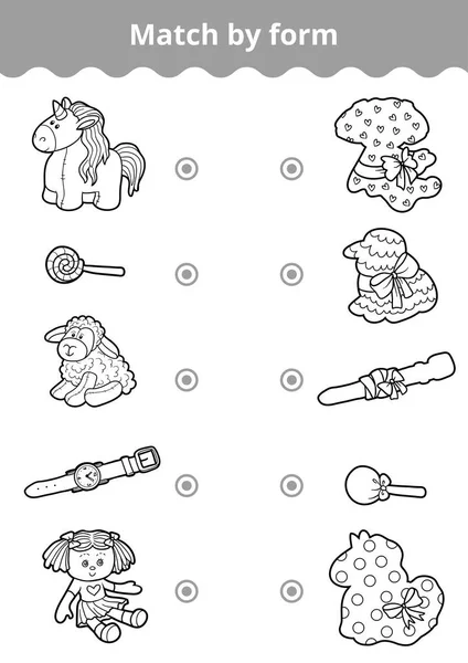 Matching game, education game for children. Connect girl's toys and ...