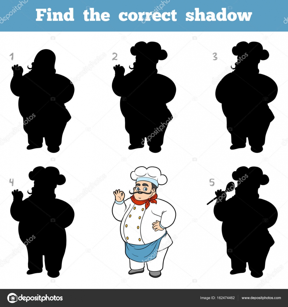 Find the correct shadow, game for children, Chef Stock Vector by ...