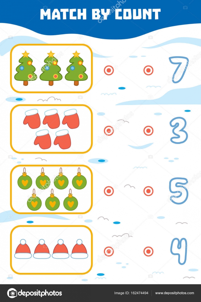Cuenta Juego para Niños Preescolares. Contar objetos de Navidad en la ...