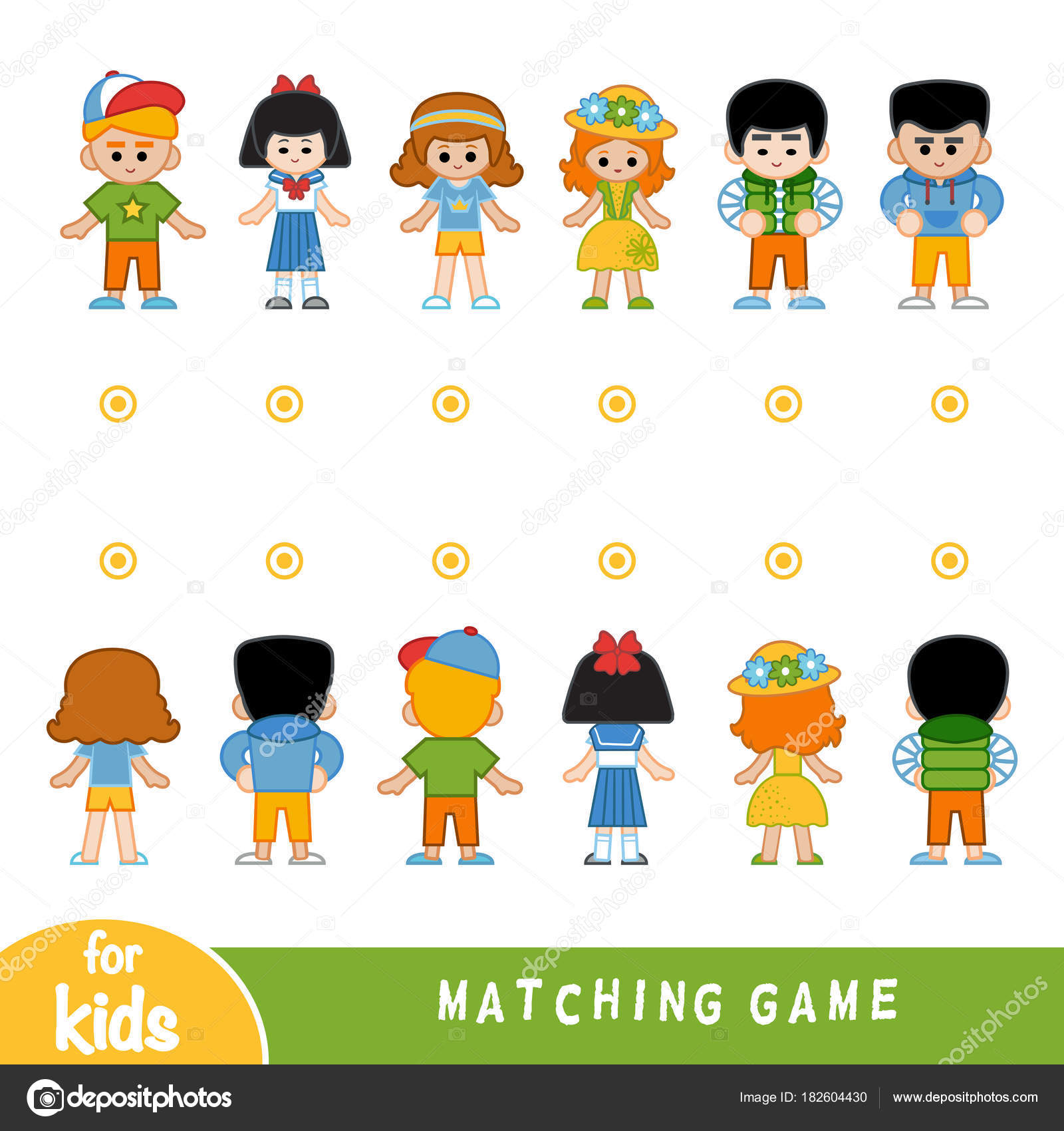 Matching game. Find the front and back of the characters, girls and ...