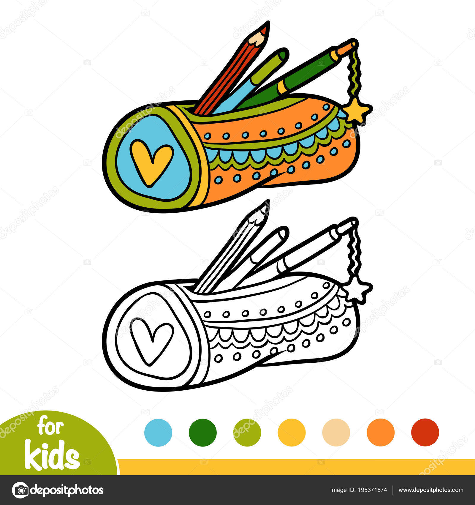 Coloring book, Pencil case Stock Vector by ©ksenya_savva 195371574
