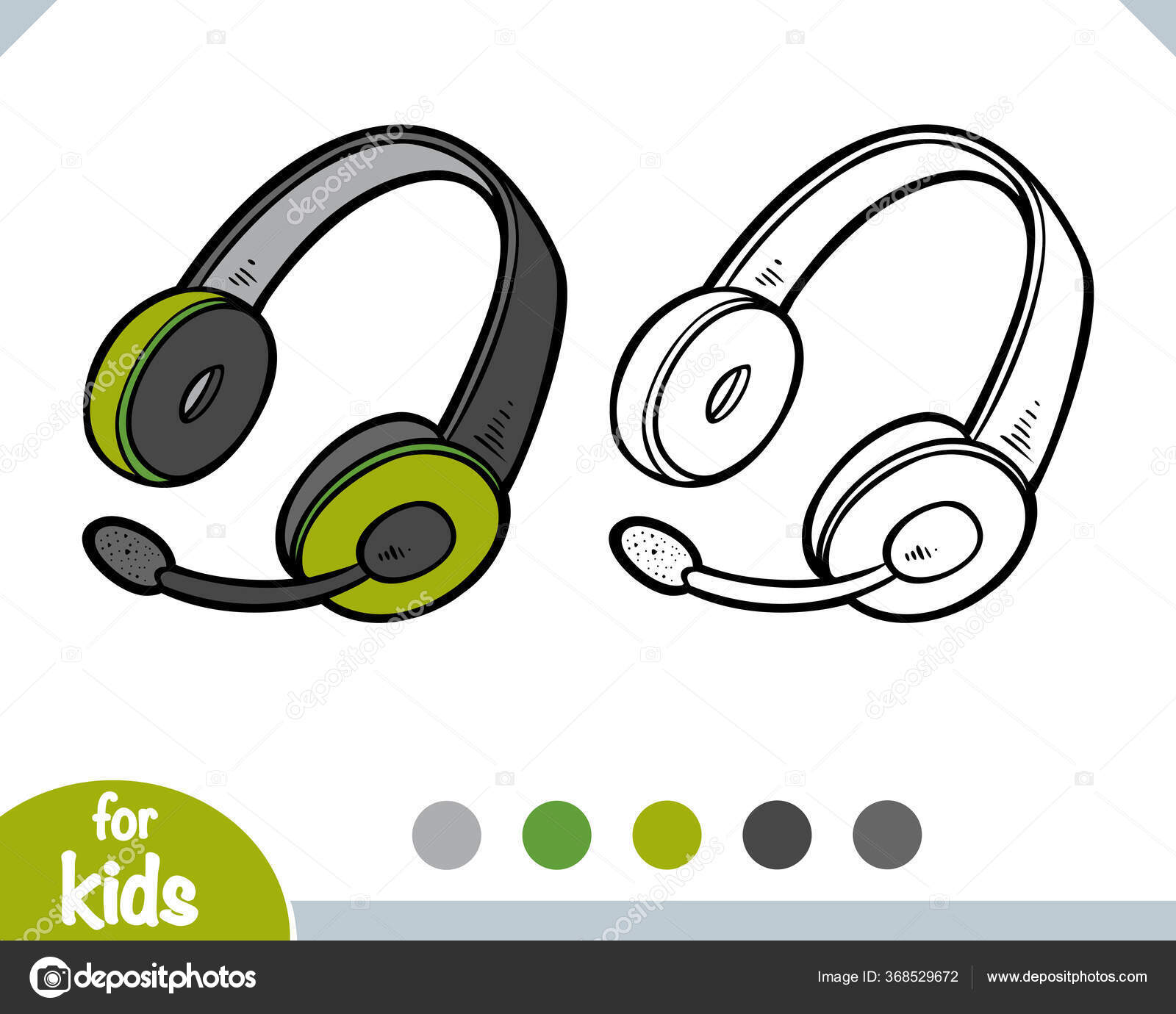 Libro Para Colorear Para Niños Auriculares Vector de stock #368529672 ...