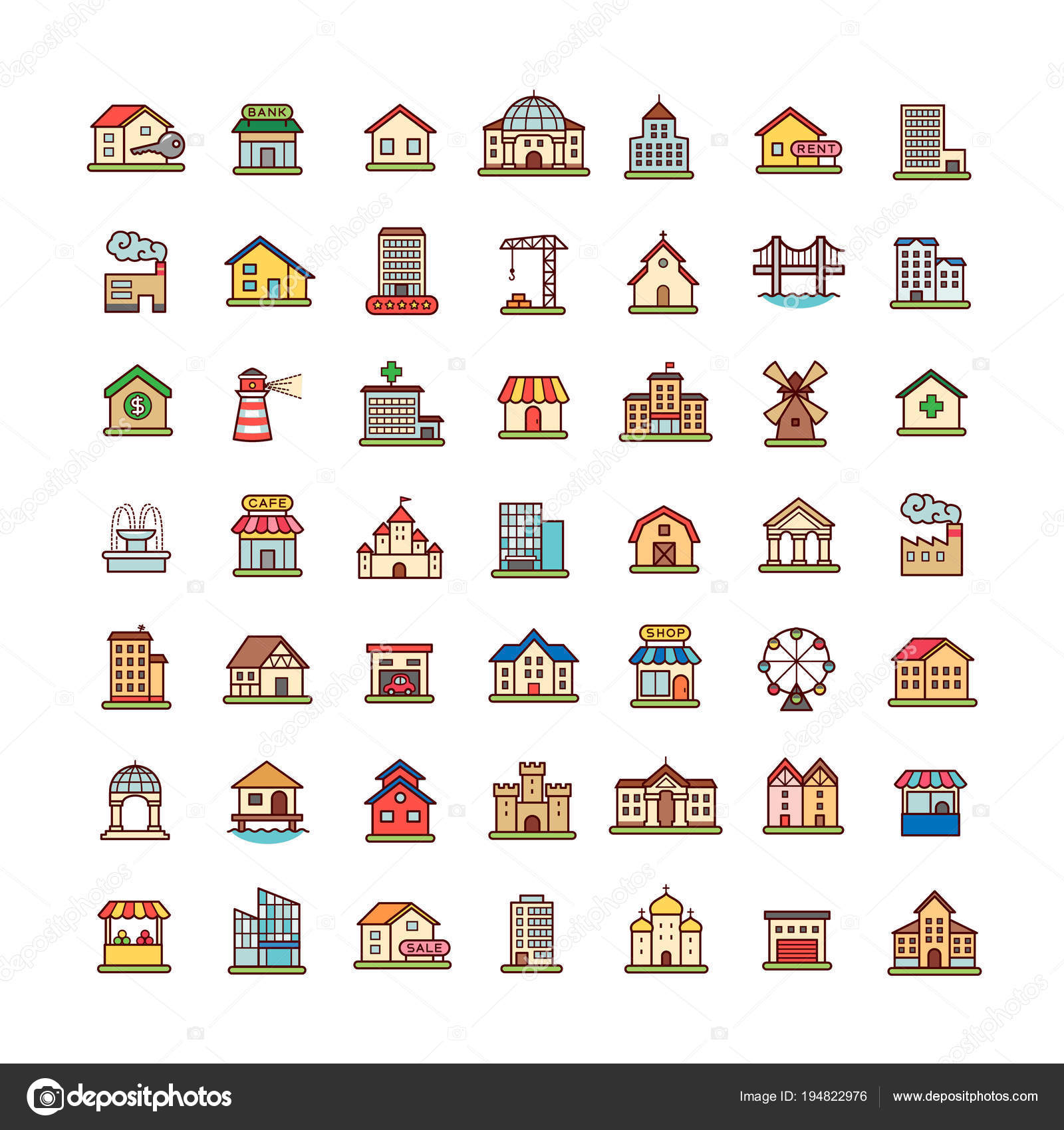 Collection Architecture Objects Symbols Map Stock Vector by ©reinekke ...