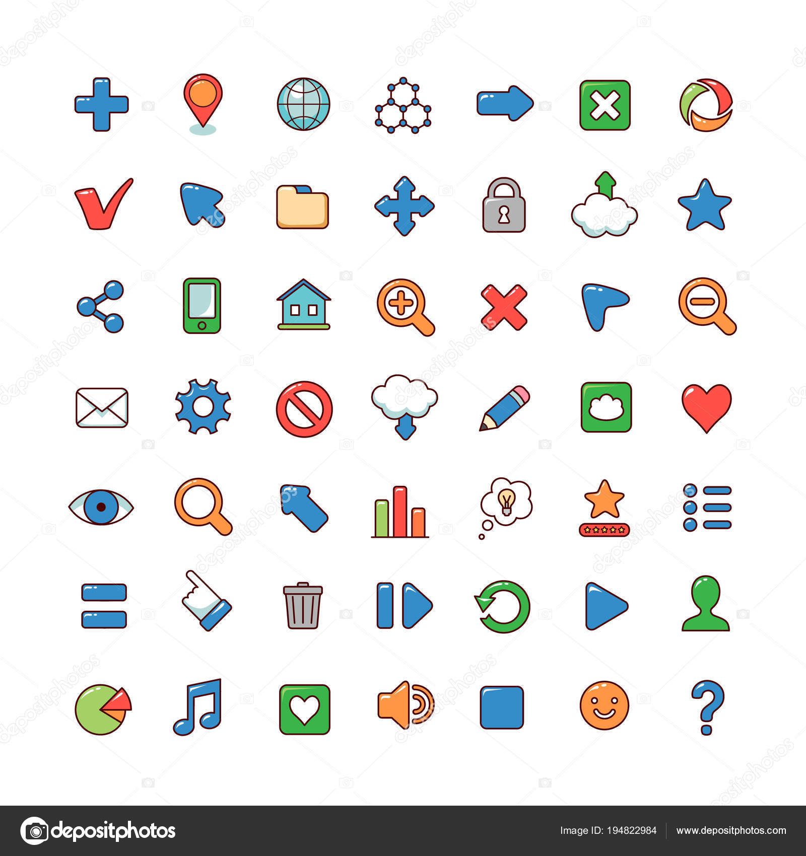 Set Cartoon Icons Isolated White Background Stock Vector by ©reinekke ... Set Cartoon Icons Isolated White Background Stock Vector by ©reinekke ...