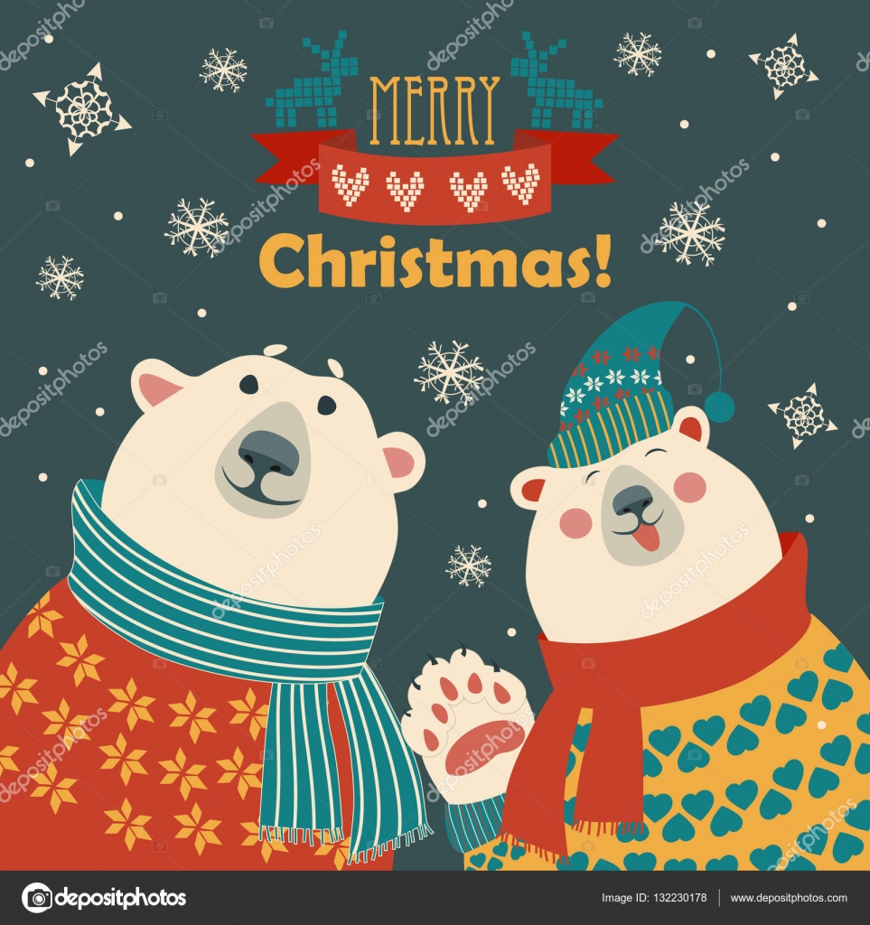 Polar bears say hello Stock Vector by ©masastarus 132230178