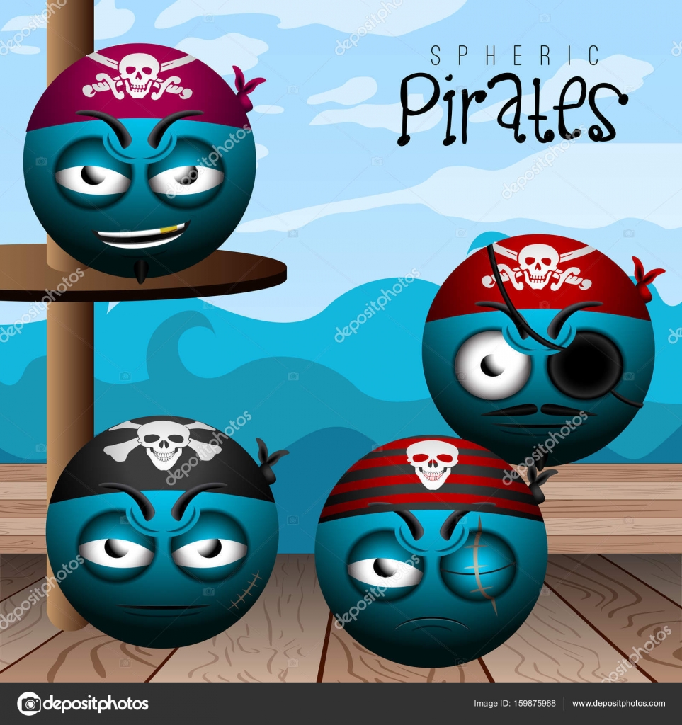 Set of pirate emotes Stock Vector Image by ©LAUDiseno #159875968