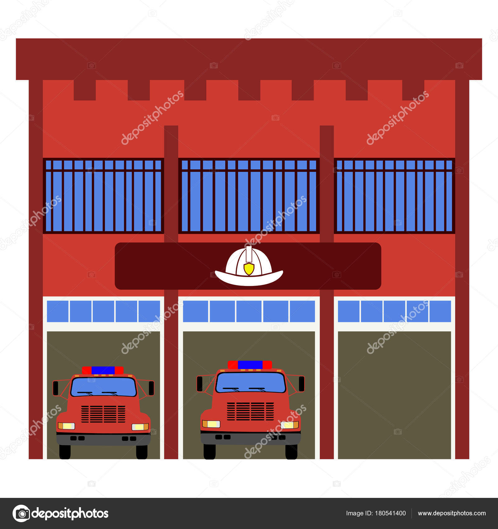 Vista frontal de una estación de bomberos Vector de Stock de ©LAUDiseno ...