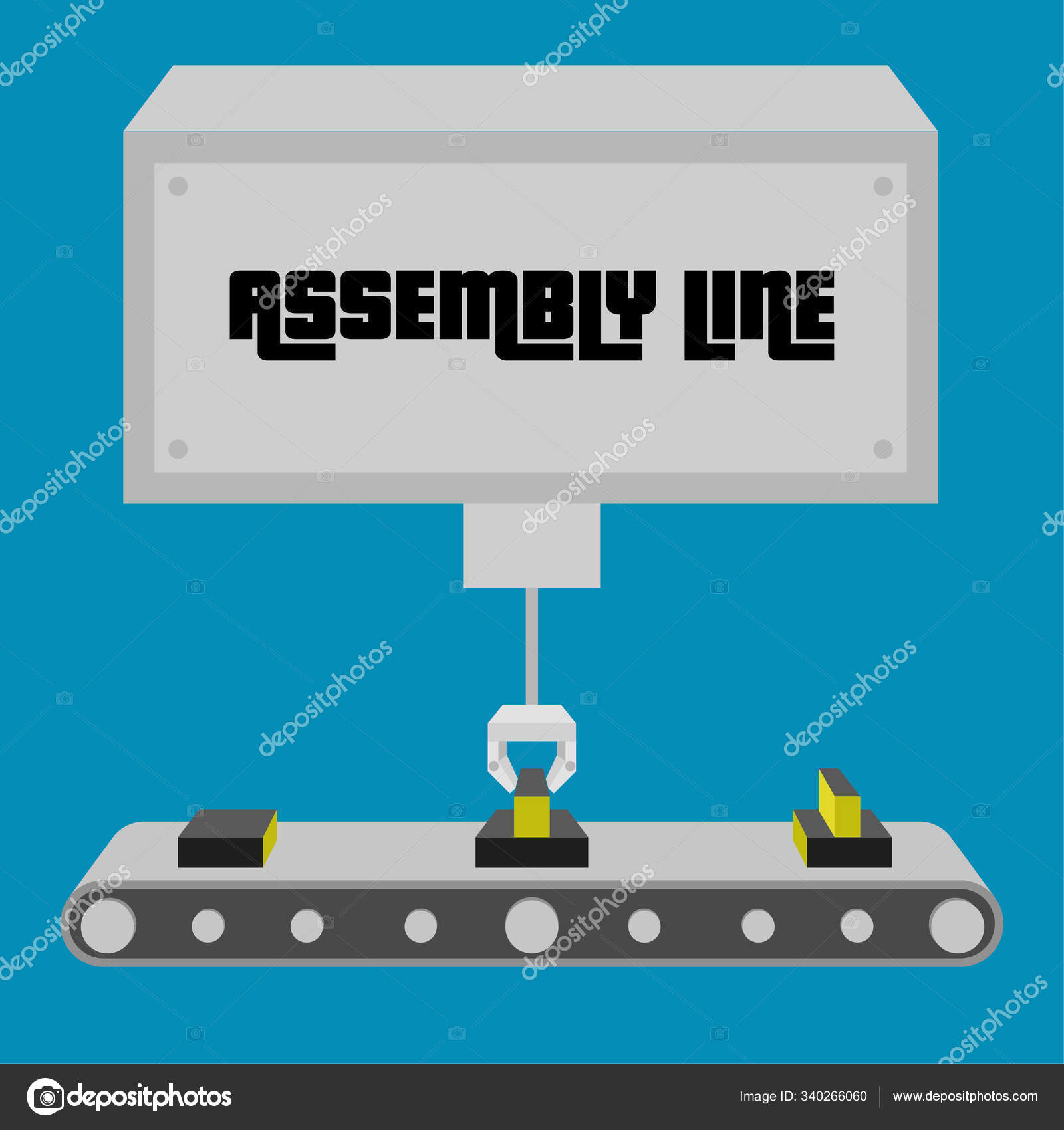Download - Assembly line poster. Industrial machinery. Business ...