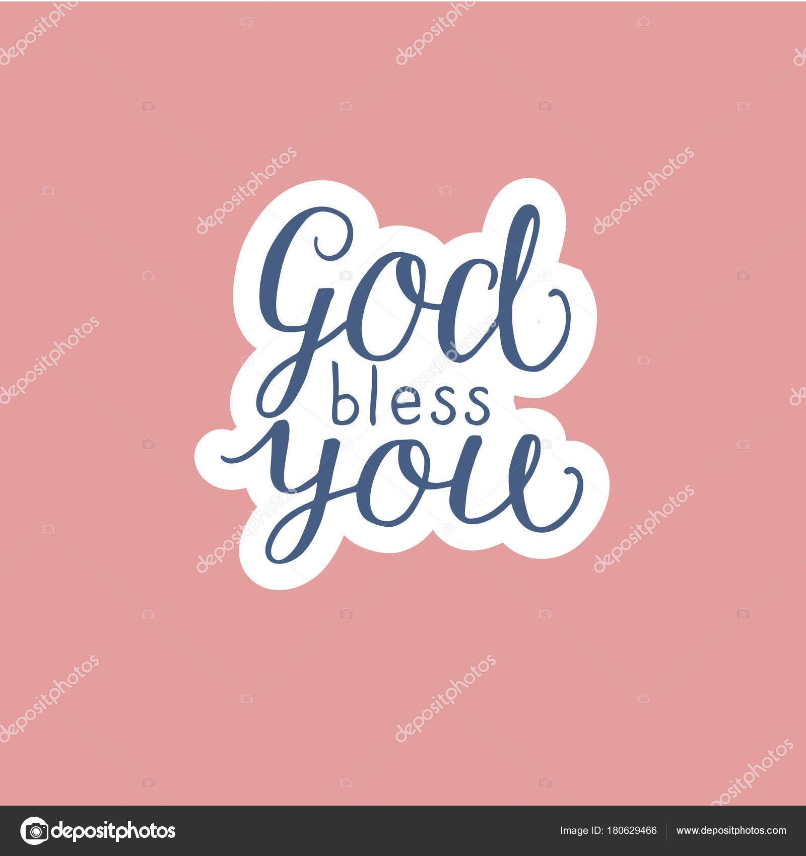 Hand lettering God bless you made on pink background. Stock Vector ...