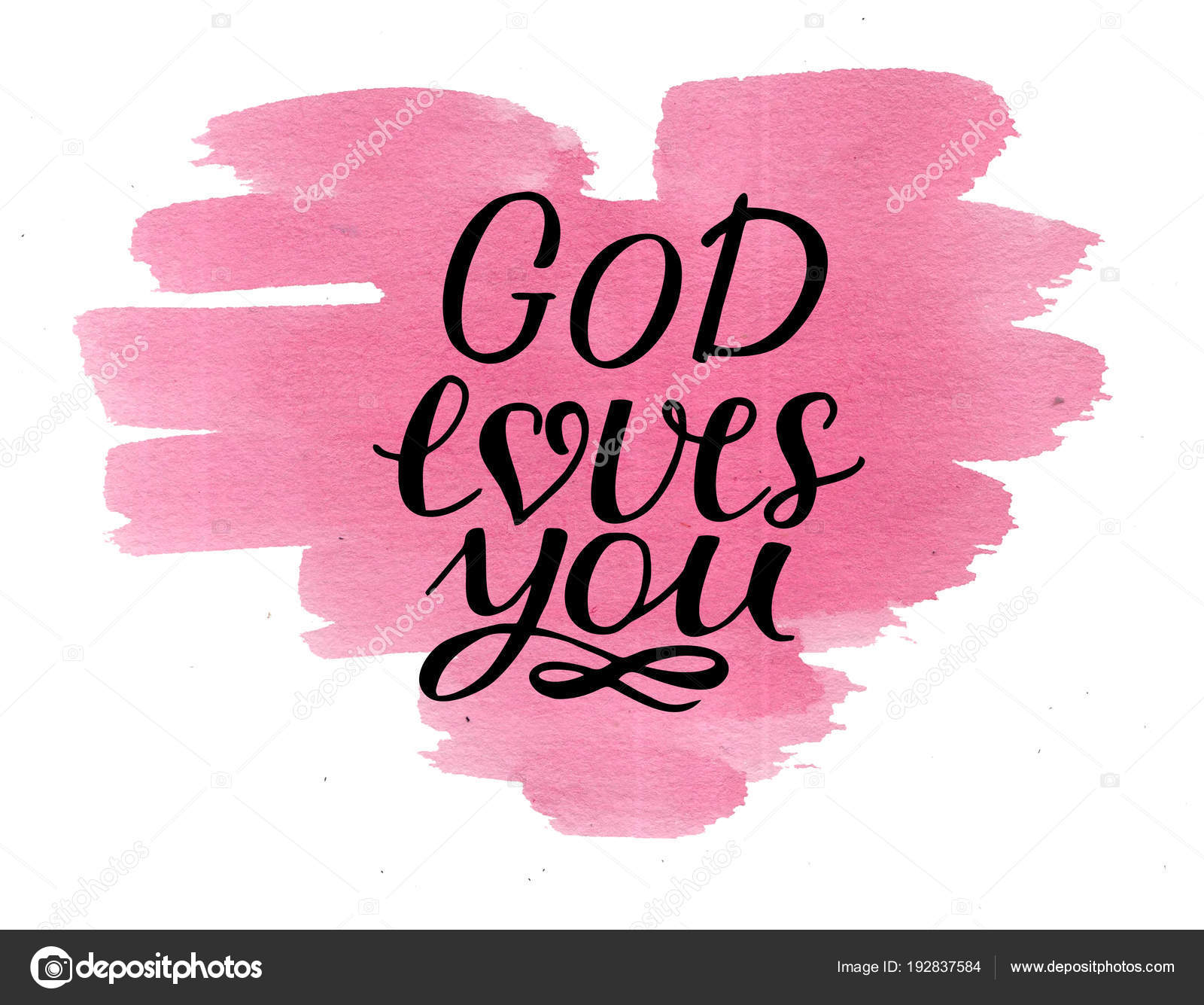 Letras de mano Dios te ama en acuarela corazón rosa Ilustración de ...